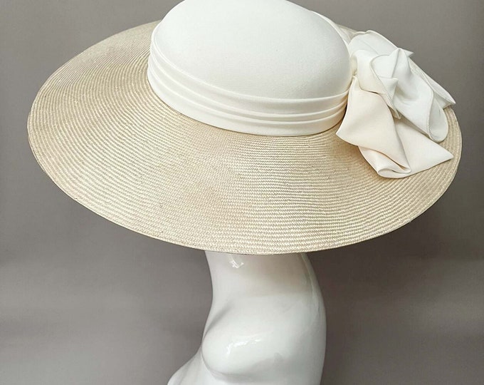 Vintage Formal Hat, Natural Colour Hat, Races Hat, Wedding Hat, Ascot ...