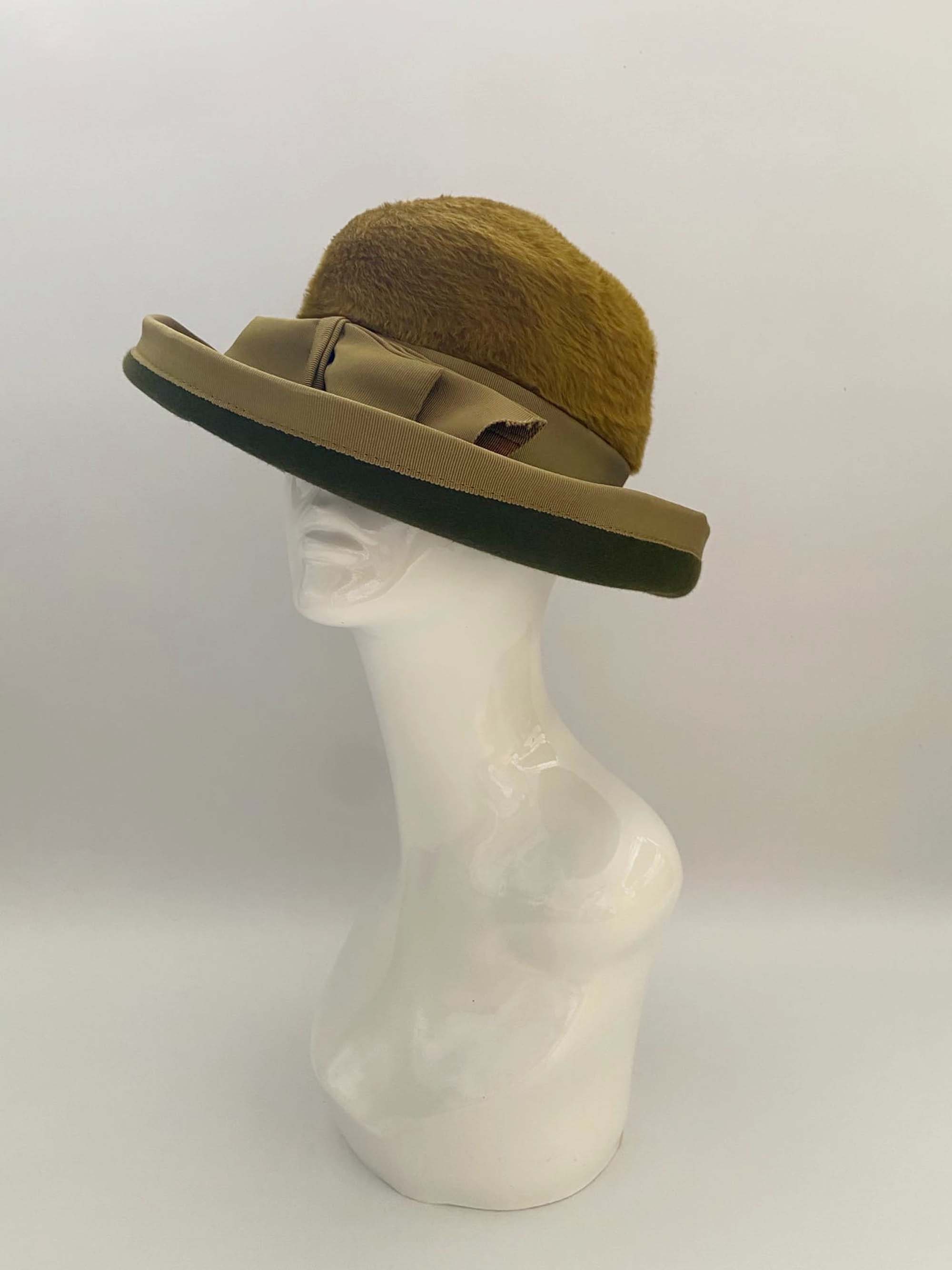 Vintage Green Wool Hat, Burlesque Hat, Races Hat, Wedding Hat, Ascot ...