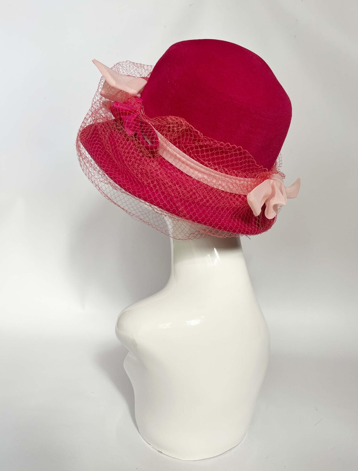 Vintage Dark Red Wool Ascot Hat, English Made Formal Occasion Headwear ...