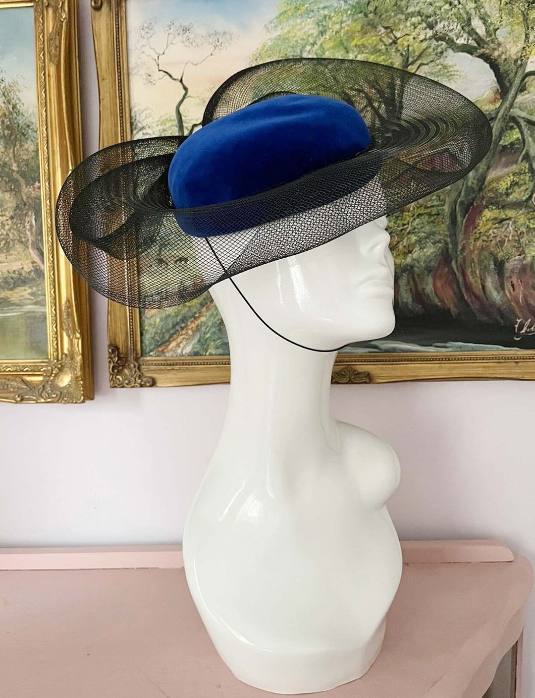 Vintage Formal Hat Royal Blue Hat Races Hat Wedding Hat - Etsy