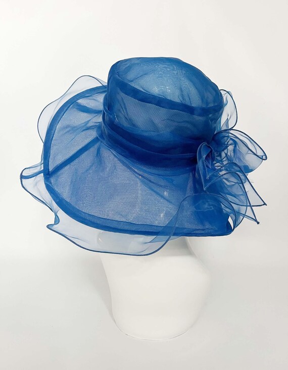 Vintage formal cobalt blue hat, classic hat, races ha… - Gem