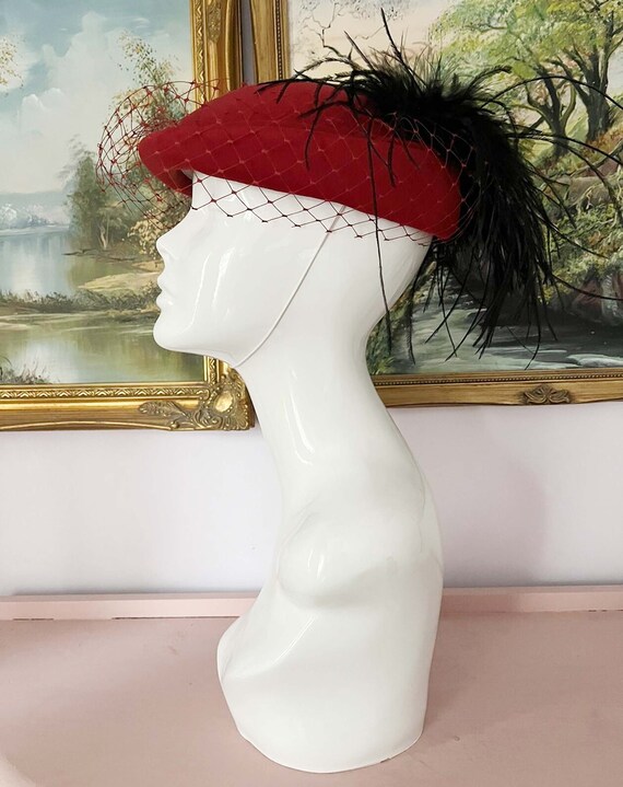 Vintage Burgundy Red Pillbox Hat: Ascot Races Wedding… - Gem