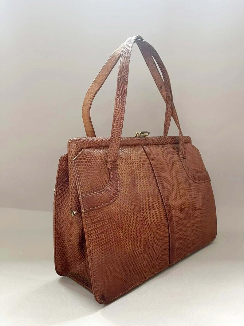 Vintage Real Leather Handbag, Vintage Bag, Vintage 50s Purse, 1950s ...