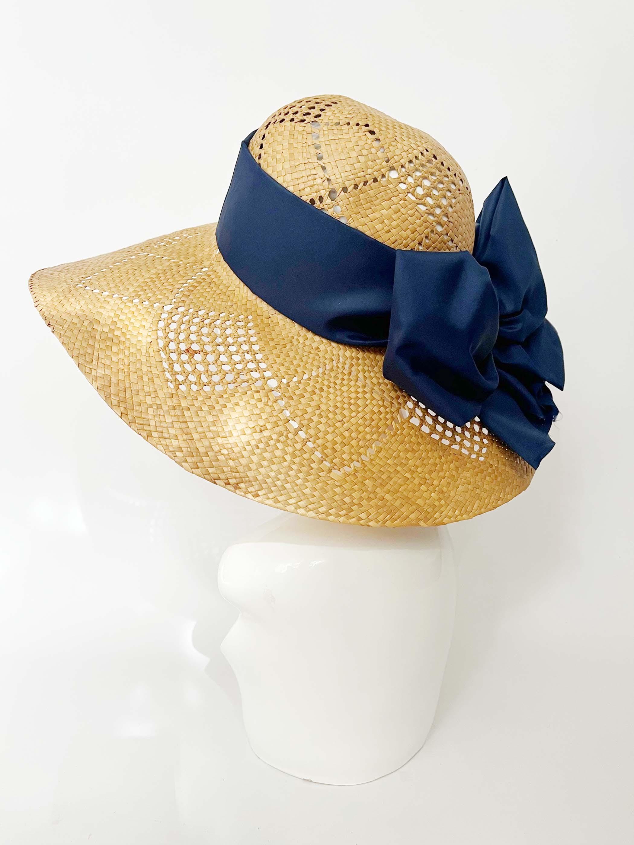 Vintage Straw Ascot Hat: Black & White Formal Races Hat - Etsy
