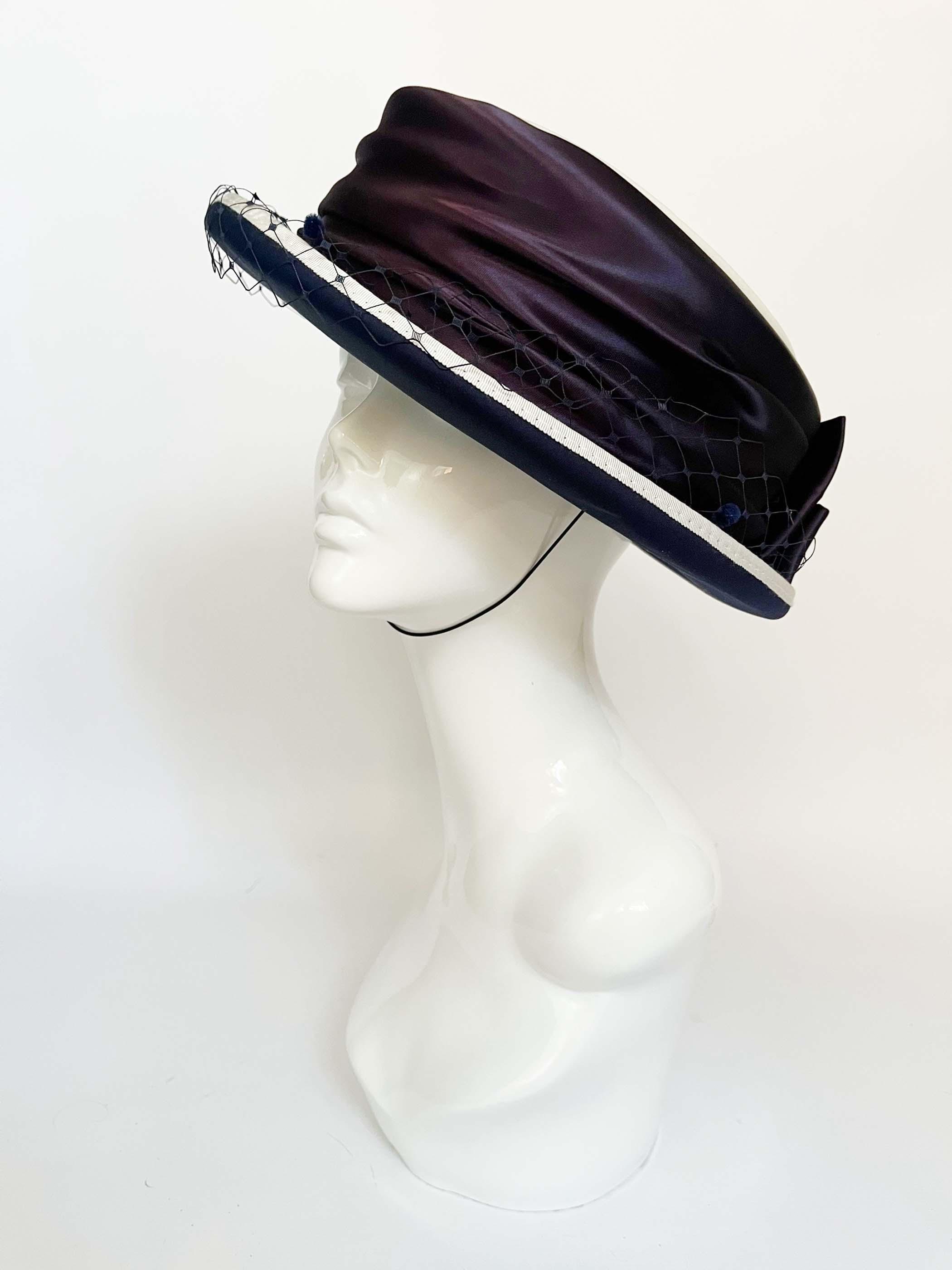 Vintage Navy Blue Ascot Hat: Classic Wedding Races Hat - Etsy