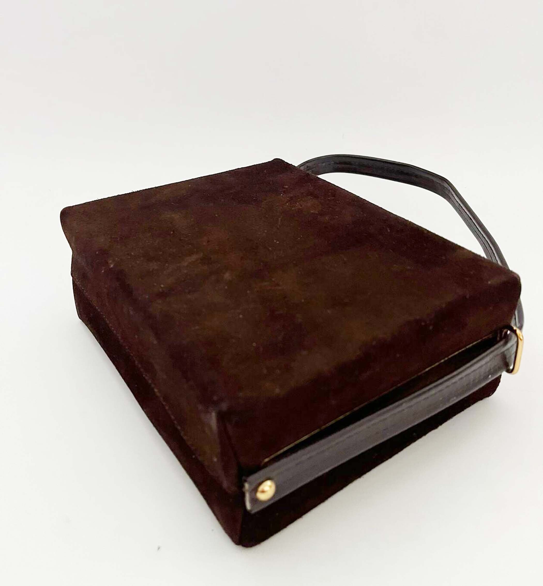 Vintage Real Suede and Leather Brown Handbag, Vintage Bag, Vintage 50s ...