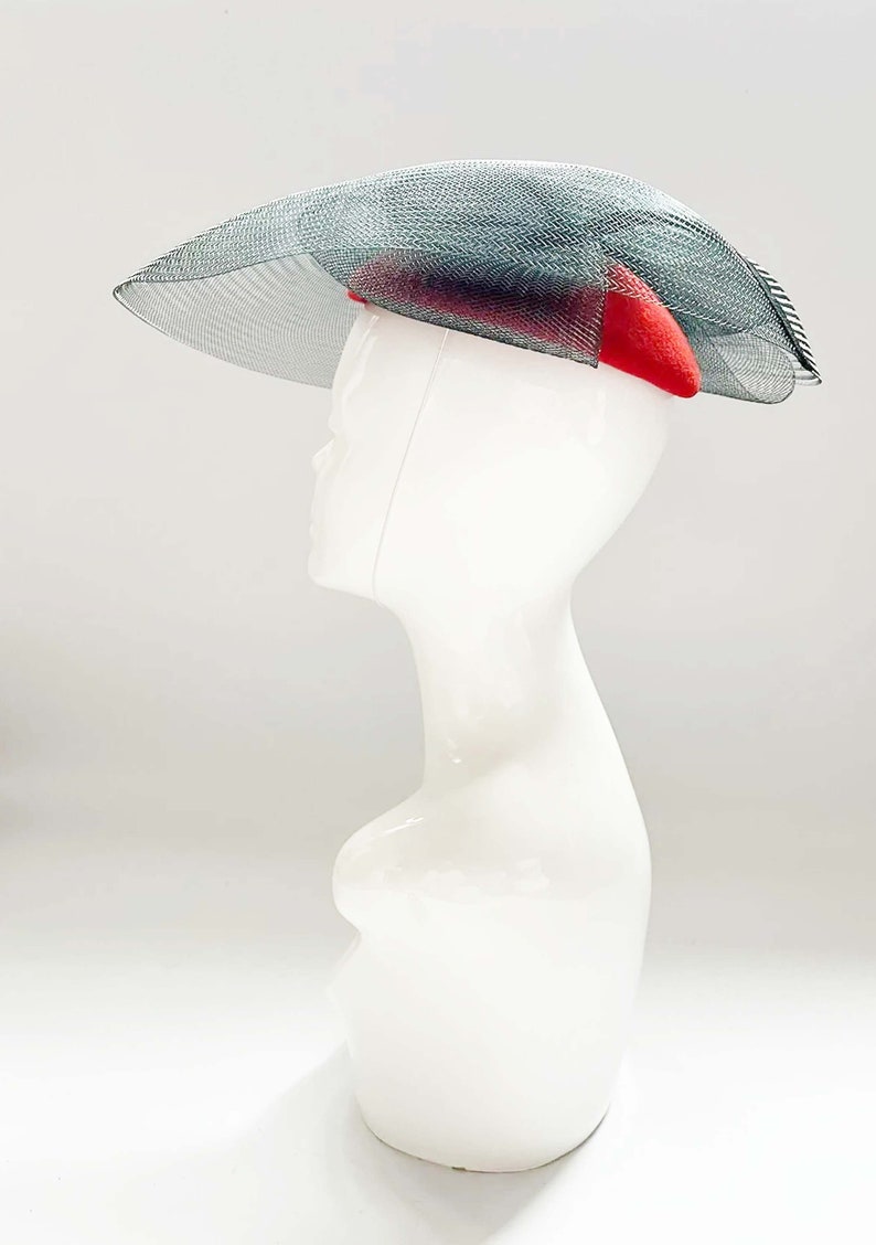 Vintage Formal Hat, Red Hat, Races Hat, Wedding Hat, Ascot Hat, Church ...