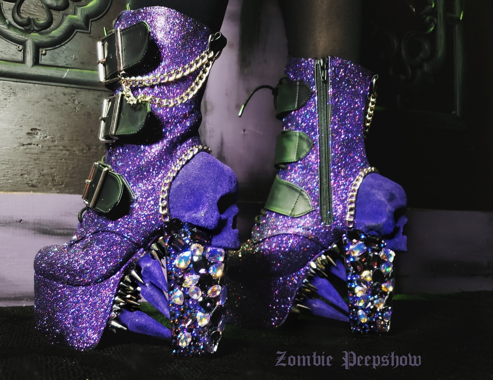Velvet adored Crystal Skull Boots - Etsy