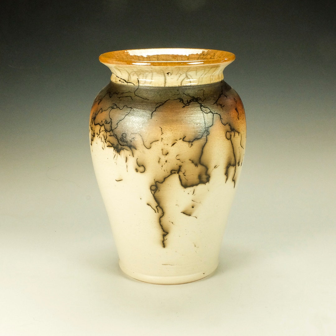 Horsehair Raku Pottery Vase. Terra Sigillata, Hand Polished. - Etsy
