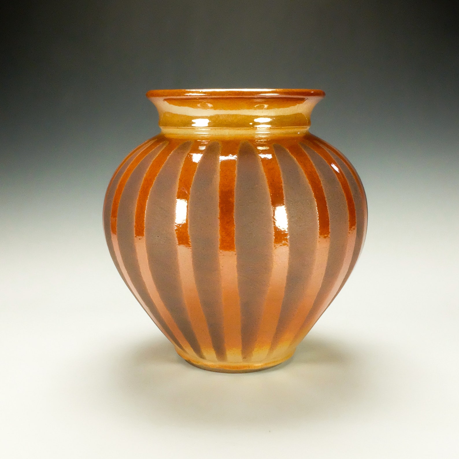 Raku Pottery With Striped Crackle Glaze. Orange and Brown. - Etsy