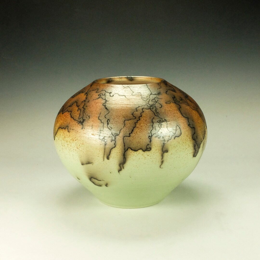 Horsehair Raku Pottery. Green Terra Sigillata, Hand Polished. - Etsy