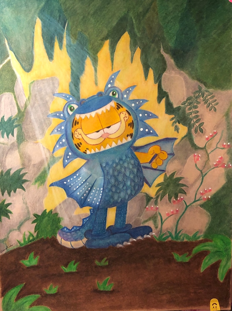 Garfield Dragon rowr Mounted Frame Print - Etsy