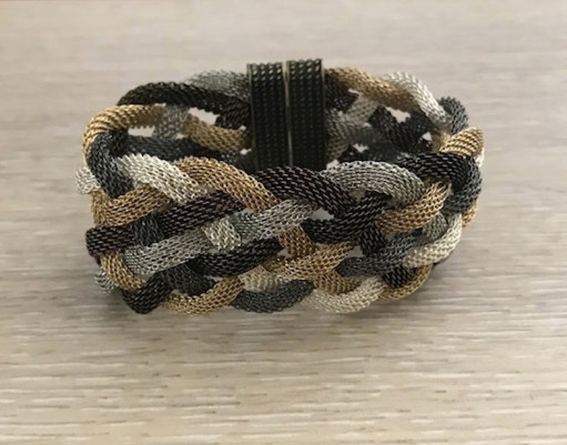 Vintage Multi Metal Mesh Bracelet Tri Color Metal Mesh - Etsy