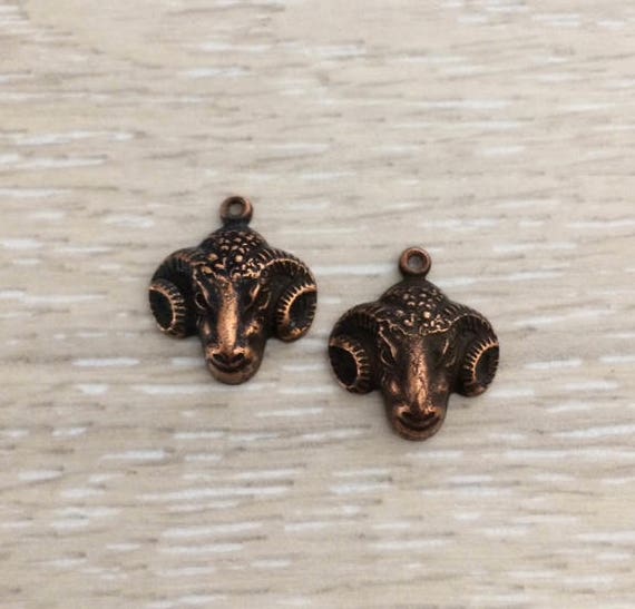 1 Brass Copper Ox Ram Charms Animal Charms Brass Stampings | Etsy
