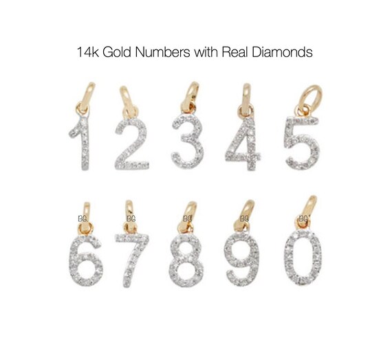 14k gold number charms store