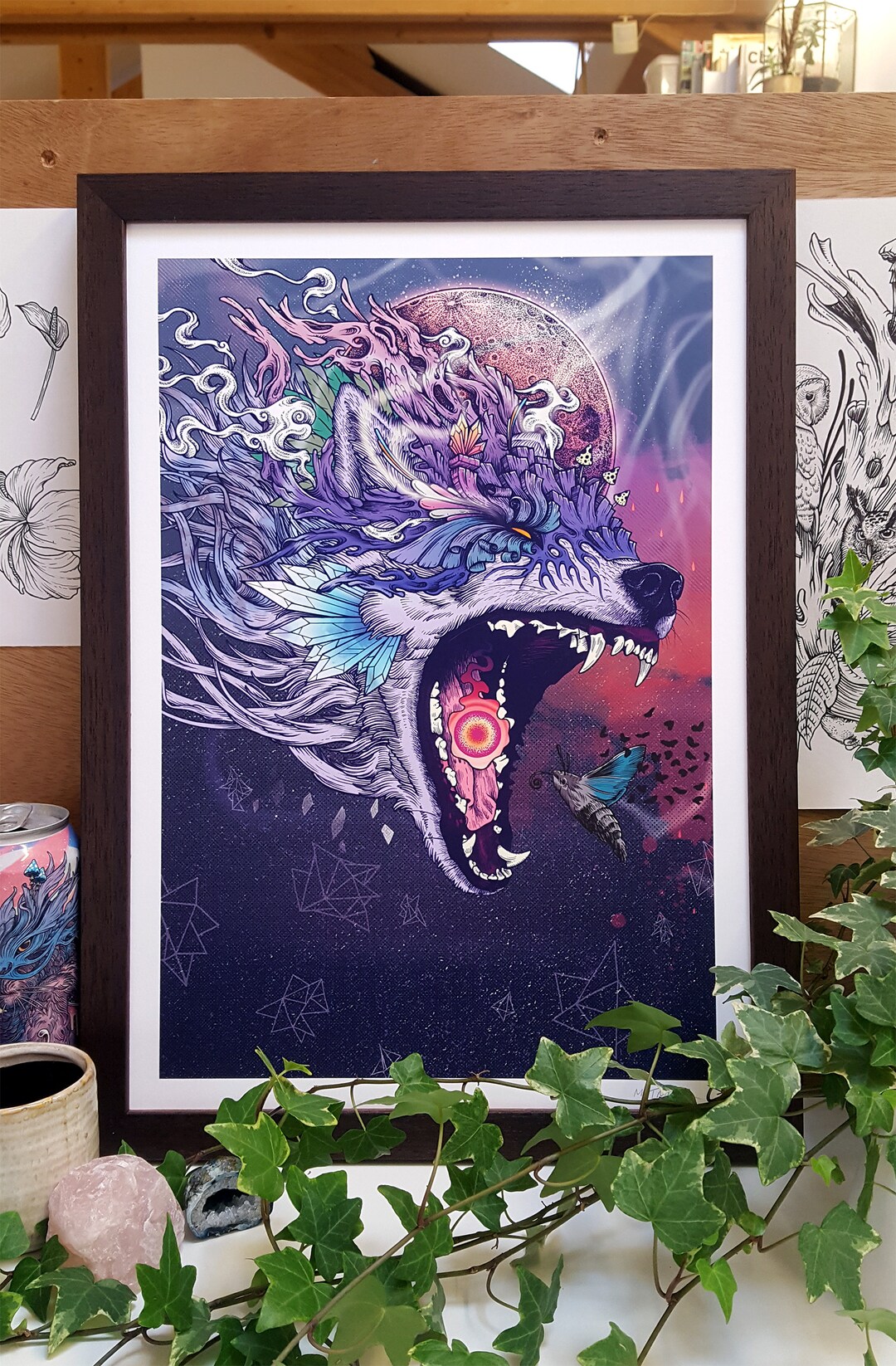 Kalopsia /// A4 Fine Art Print | Magical Wolf Print | Psychedelic ...