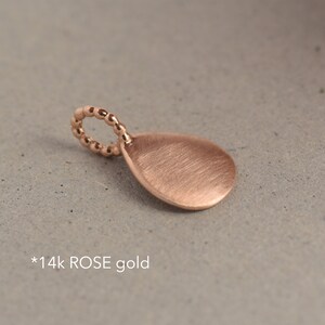 14k Solid Gold Drop Pendant, Brushed & Shiny, Handmade Necklace - Etsy