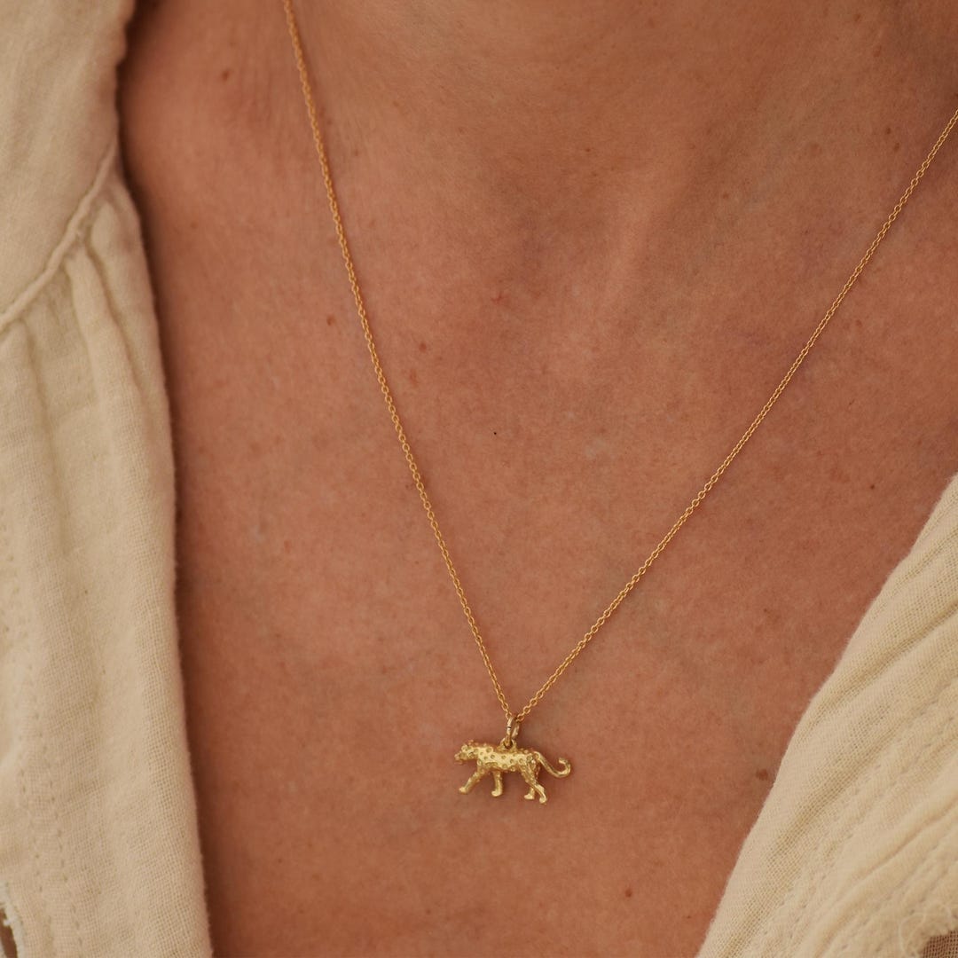 Gold Tiger Pendant, Solid Gold Necklace, Tiger Jewelry, Solid Gold ...