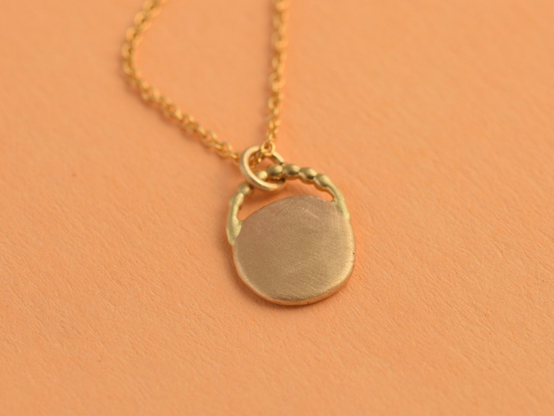 Gold Necklace, Gold Pendant, 14k Coin Necklace, Round Pendant, Minimal ...