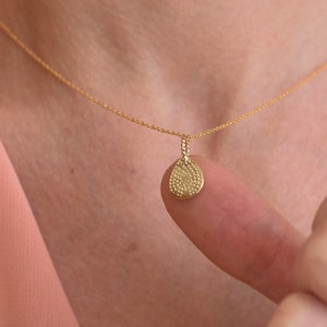 14k Solid Gold Drop Pendant, Brushed & Shiny, Handmade Necklace - Etsy