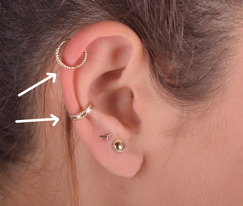 14k GOLD Hoop Earrings Small REAL Gold Solid Snug Hoops Gold | Etsy