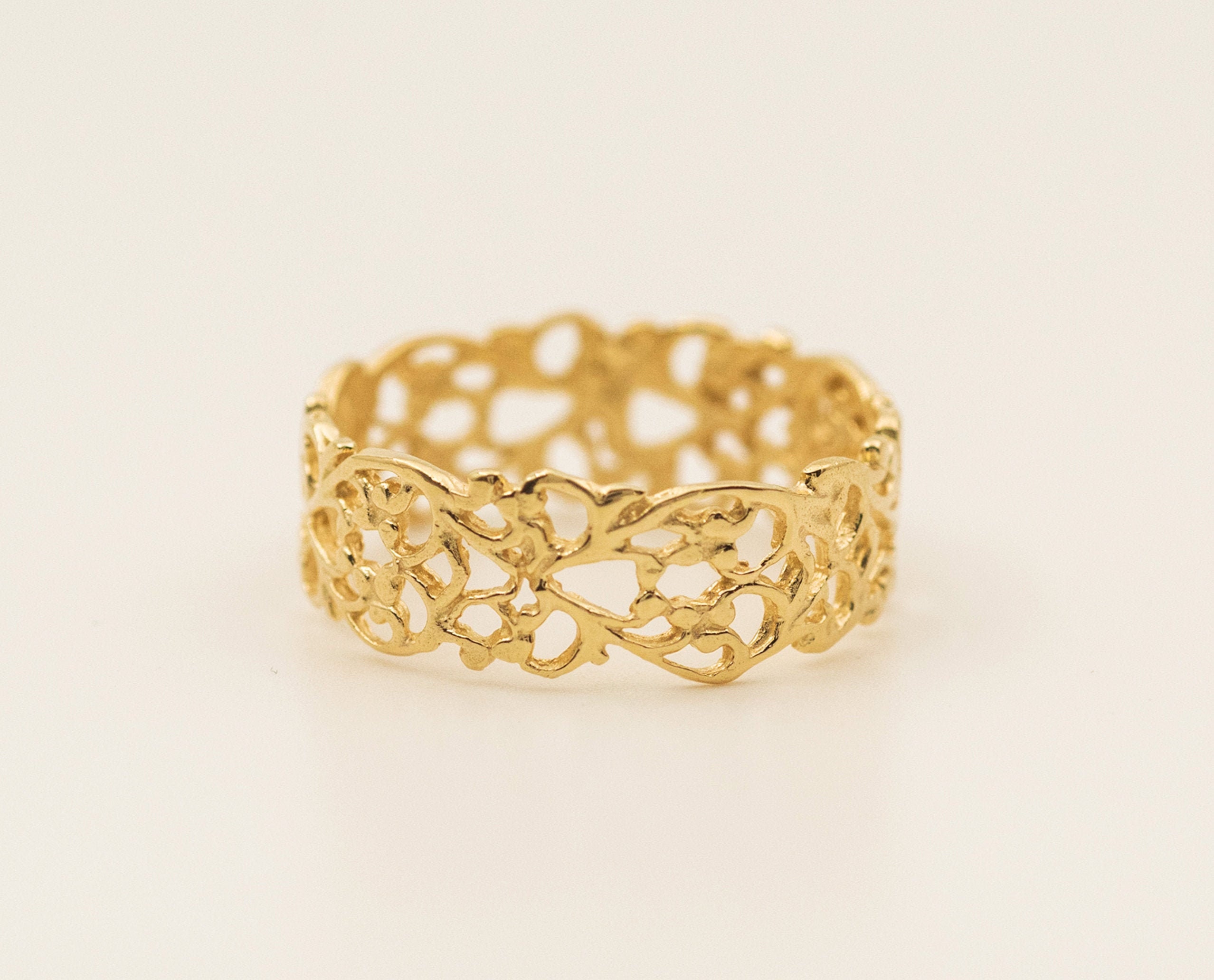 14K Gold Lace Ring Delicate Nature Inspired Ring Gold Leaf | Etsy