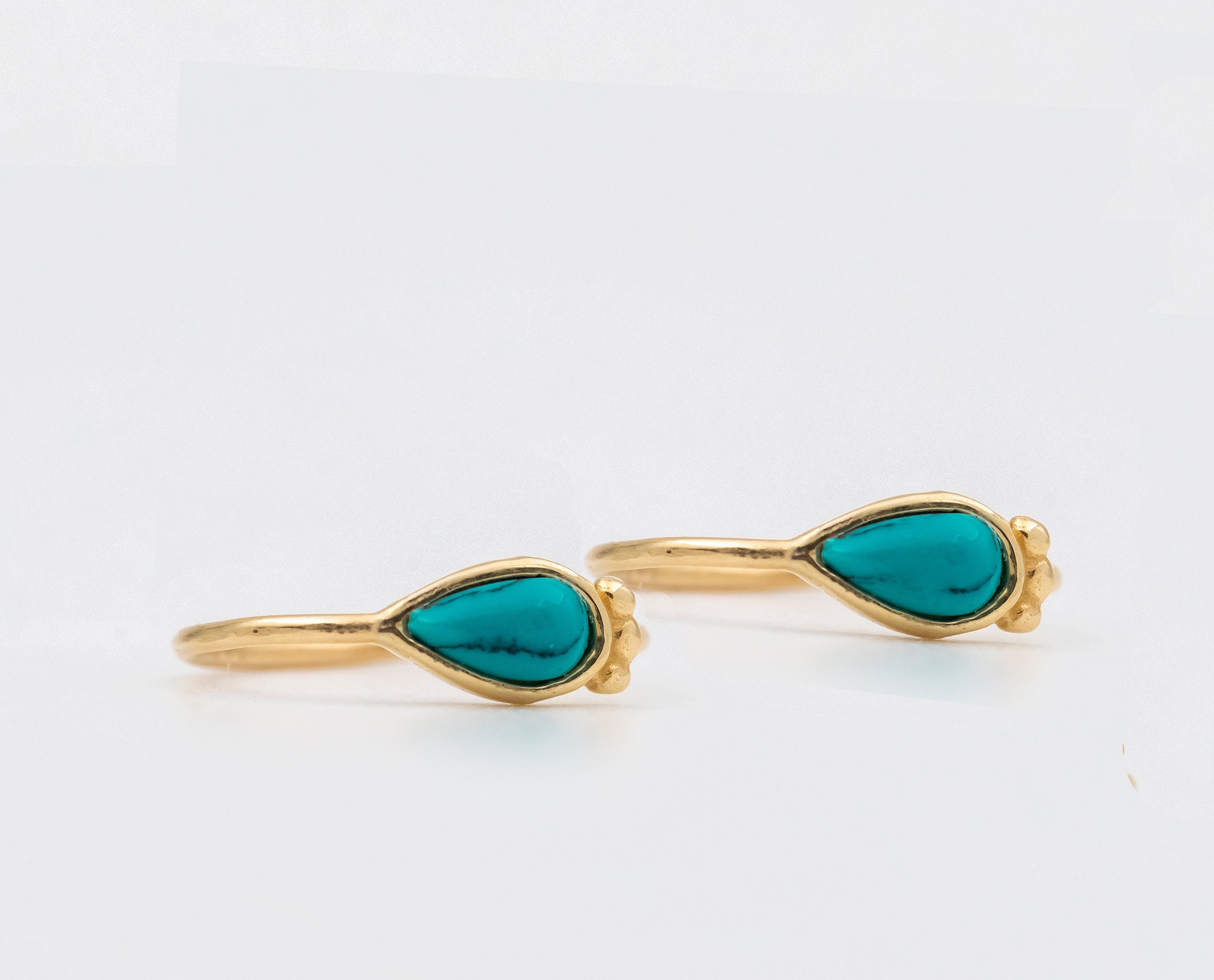 Turquoise Hoop Earrings 14K GOLD One Pair of Hoops Earrings | Etsy