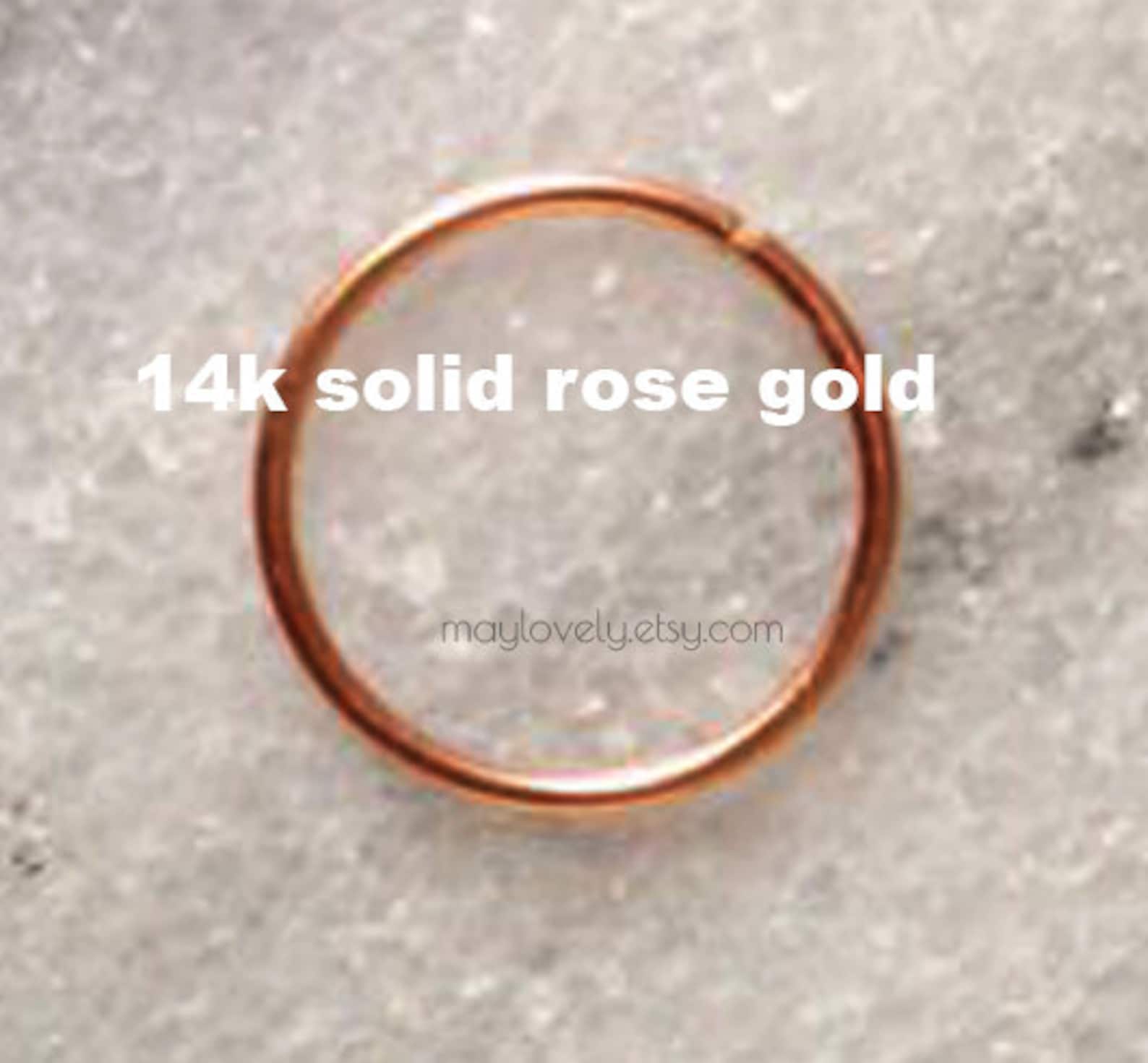14k SOLID GOLD Rose Nose Ring Yellow or Rose Gold Nose Piercing ...
