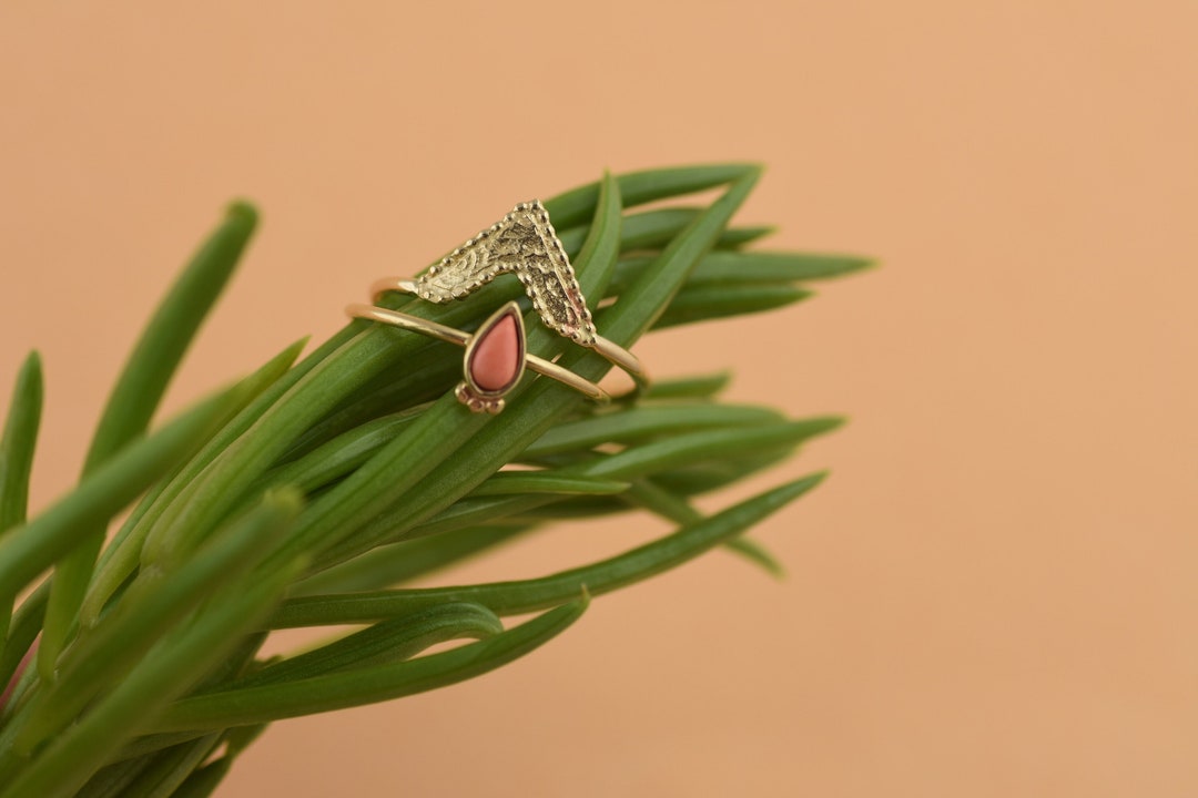 Crown Ring, 14k Gold Ring, Sun Rung, Tiny Engagement Ring, Coral Ring ...