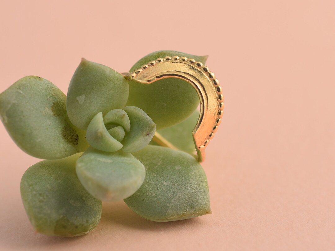 Half Moon Ring, 14k Solid Gold Arc Ring, Half Circle Gold Ring, 14k ...