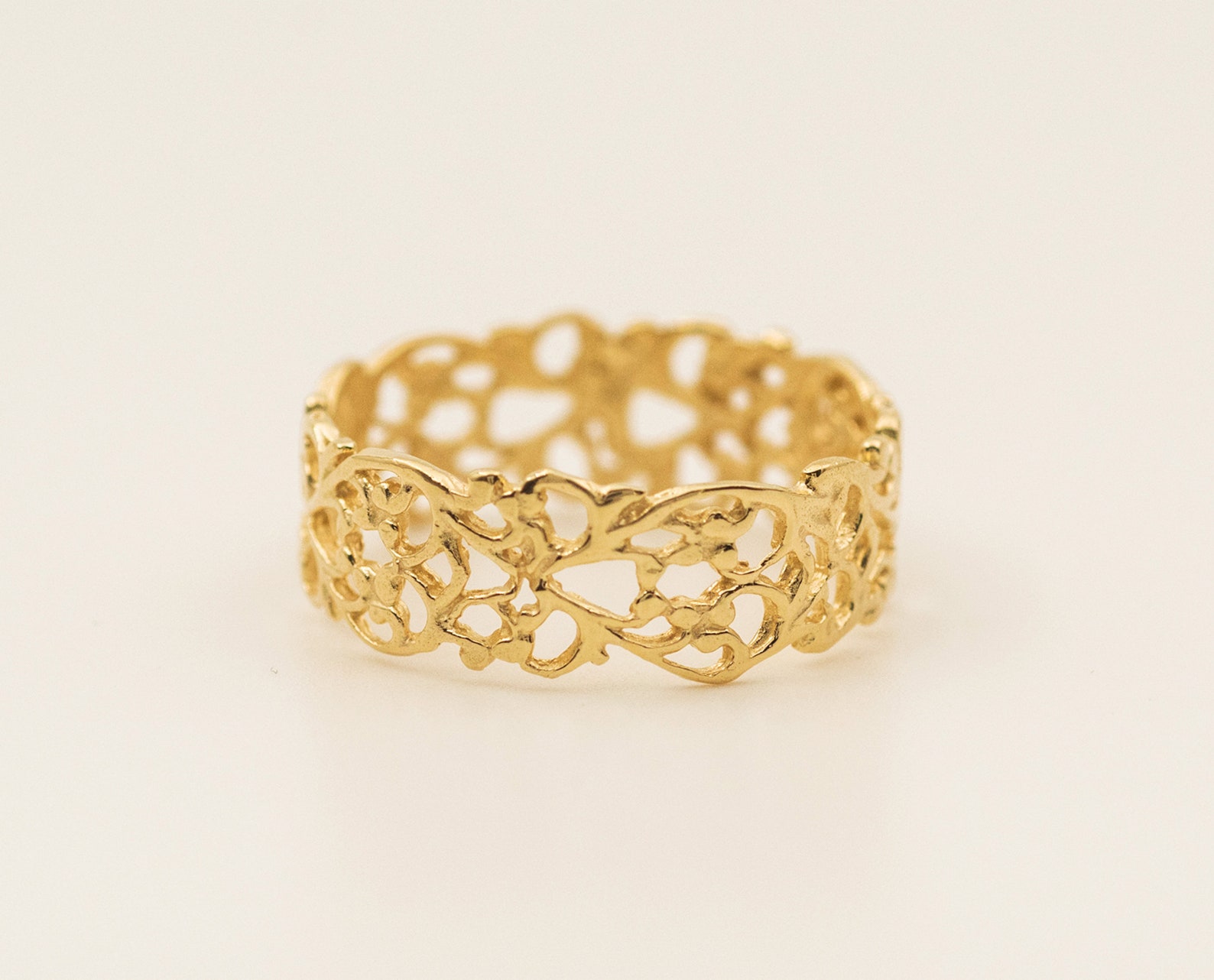 Gold Filigree Ring 14k /18k Solid Gold Ring Unique Bridal - Etsy