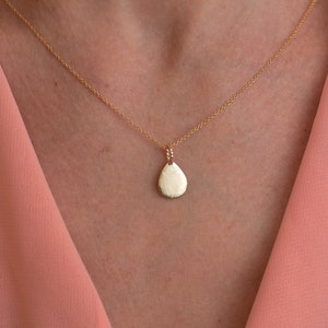 14k Solid Gold Drop Pendant, Brushed & Shiny, Handmade Necklace - Etsy