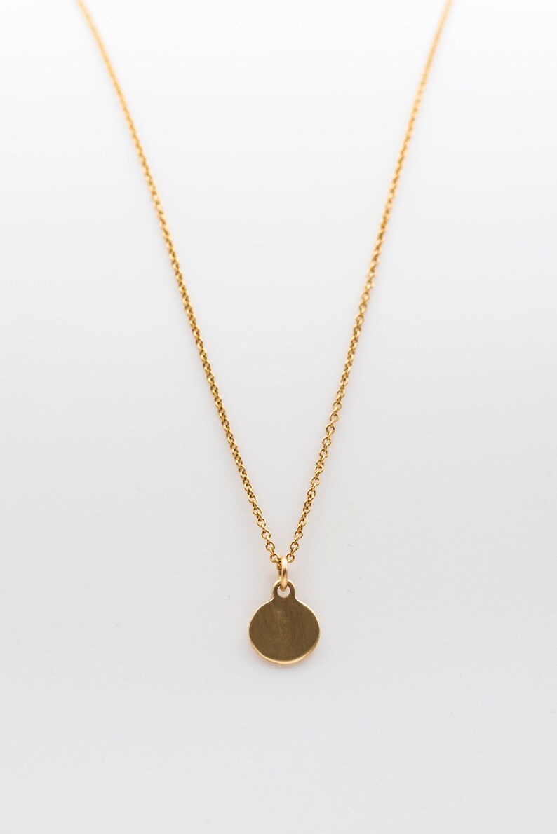 14k Gold Coin Necklace, Small Gold Pendant Necklace, Gold Circle ...