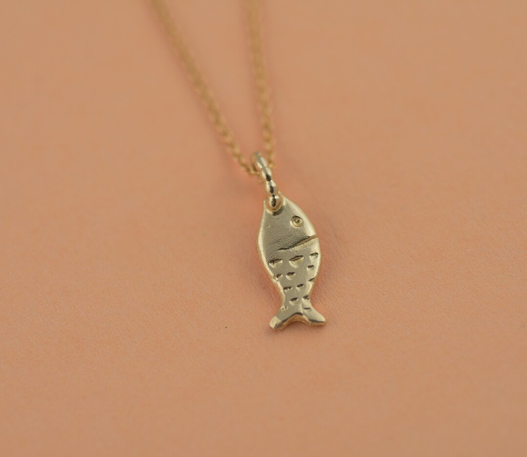 14K Solid Gold Fish Necklace, 14K Gold Fish Pendant, Solid Gold Fish ...