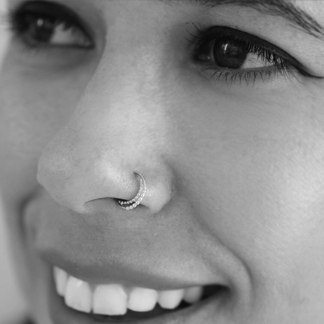 Sterling Silver Half Moon Nose Ring, Tribal Hoop - Etsy