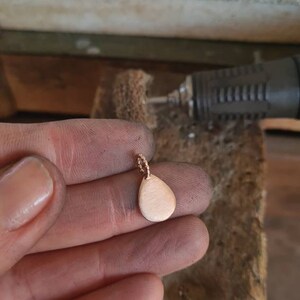 14k Solid Gold Drop Pendant, Brushed & Shiny, Handmade Necklace - Etsy