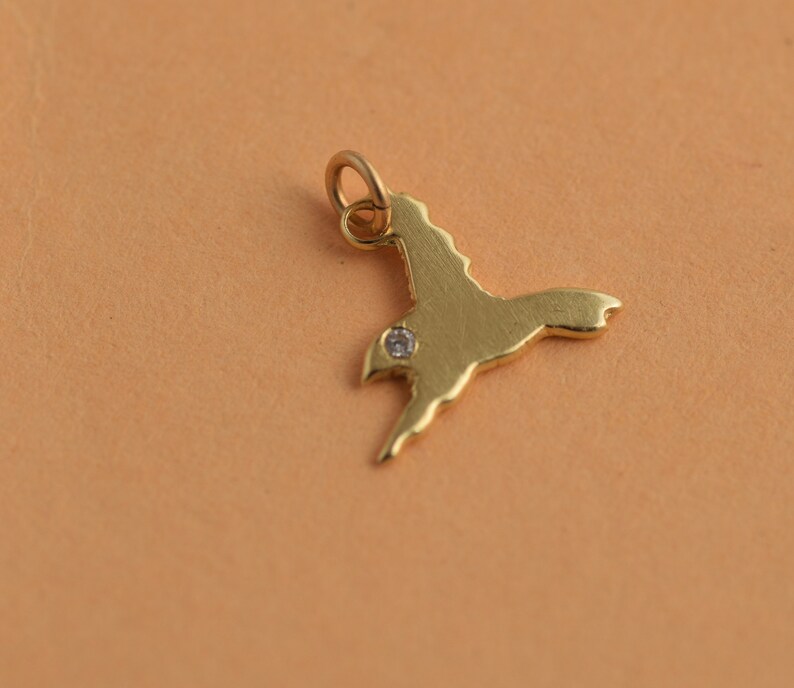 14K Gold Dove Pendant Necklace, Tiny Diamond Bird Charm - Etsy