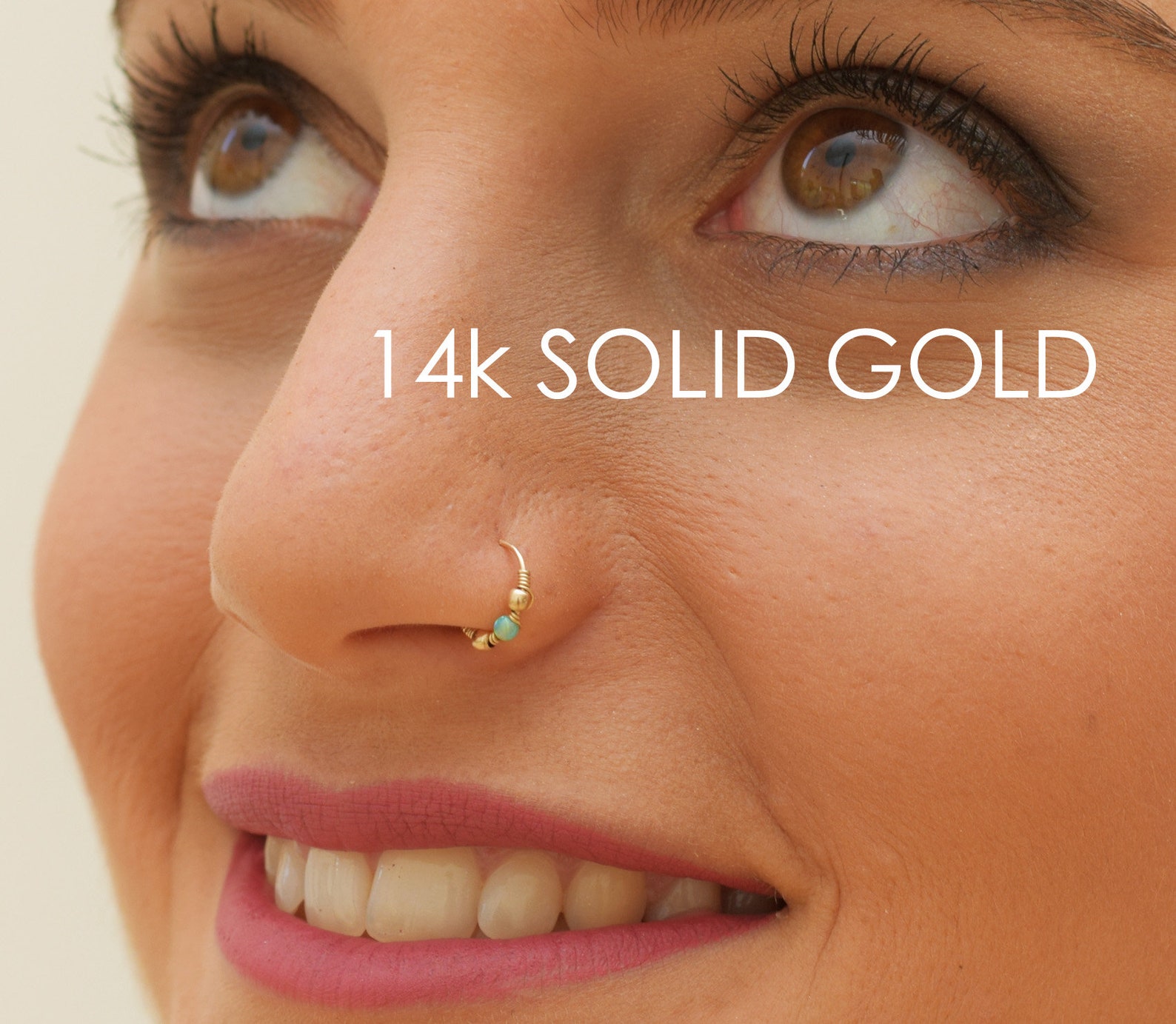 Nose Ring Hoop Small Nose Ring Solid Gold Nose Ring Boho - Etsy
