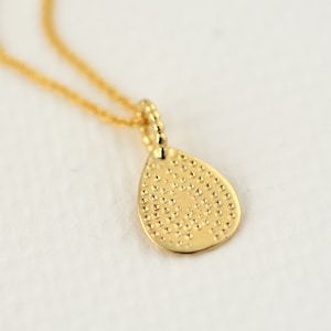 14k Solid Gold Drop Pendant, Brushed & Shiny, Handmade Necklace - Etsy