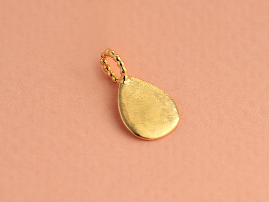 Gold Drop Pendant, 14k Solid Gold Two Sided Pendant, Drop Gold Necklace ...