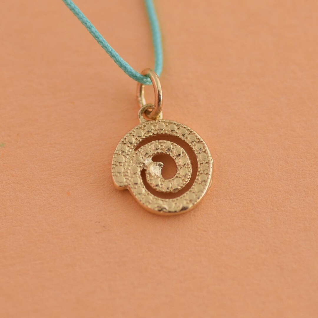 14K Gold Spiral Pendant | Unique Handmade Charm | Symbolic Charm ...