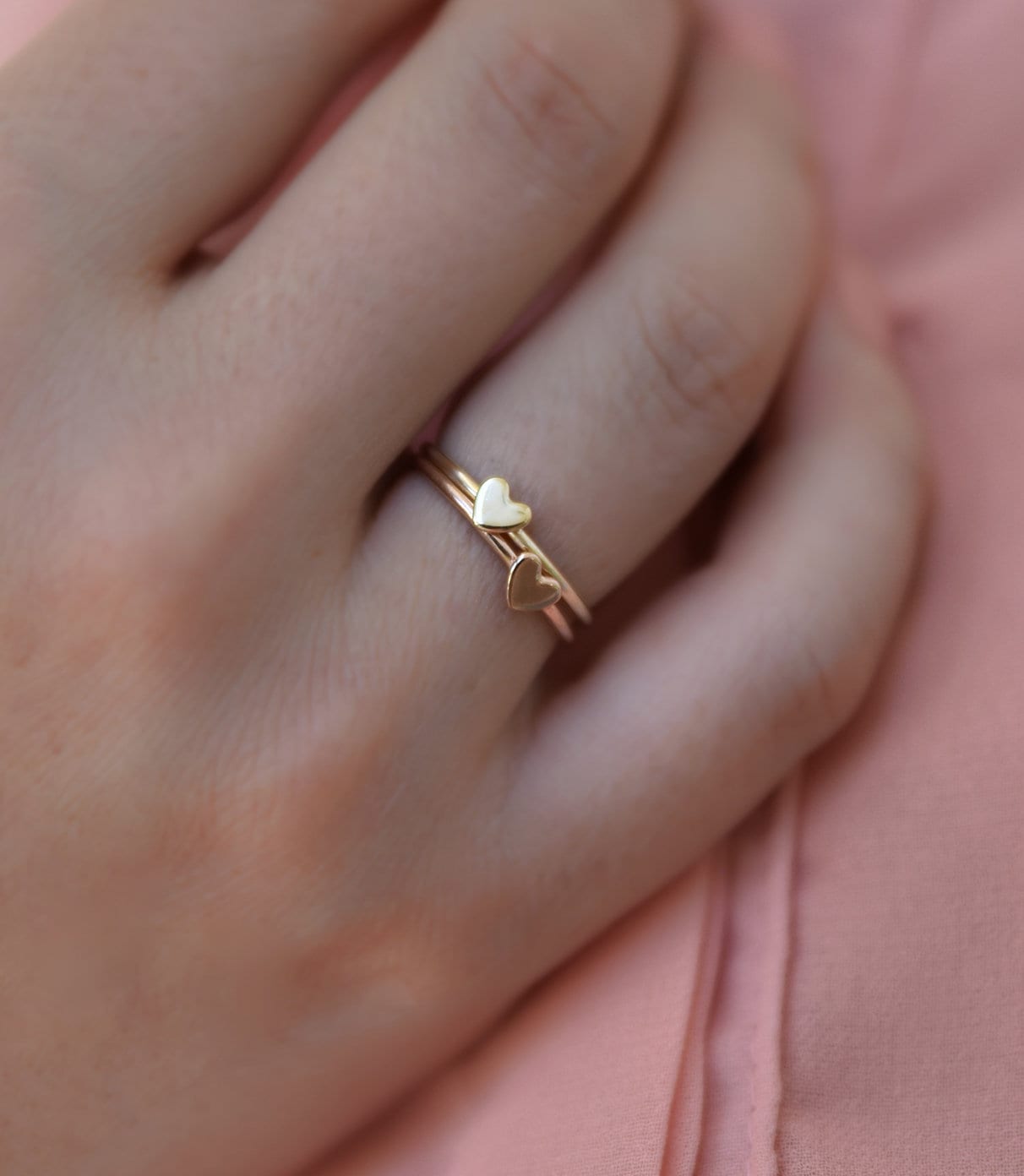 14k Solid Gold Heart Love Ring Minimal Dainty Minimalist | Etsy