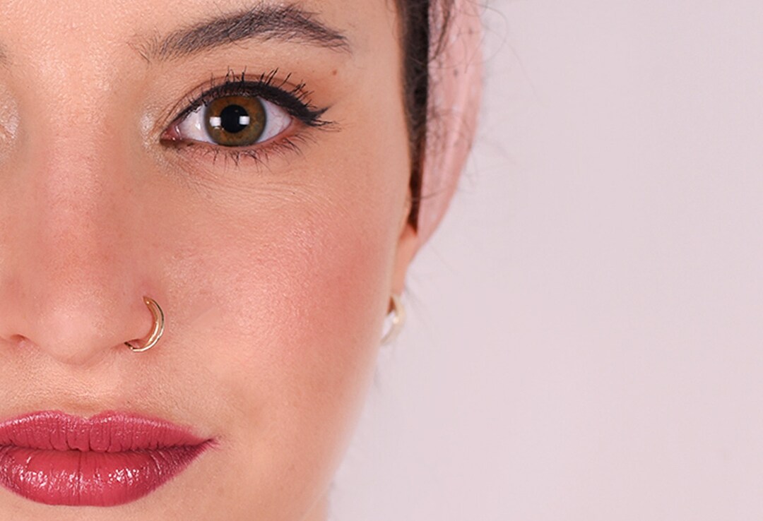 Nose Ring, Crescent Nose Ring, Moon Nose Ring, SOLID GOLD Nose Ring ...