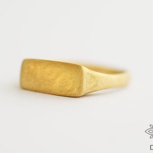 Signet Ring, 14K Rectangular Signet Ring, 18K Gold Signet Ring, 18k Yellow ,wedding Band, Pinky ...