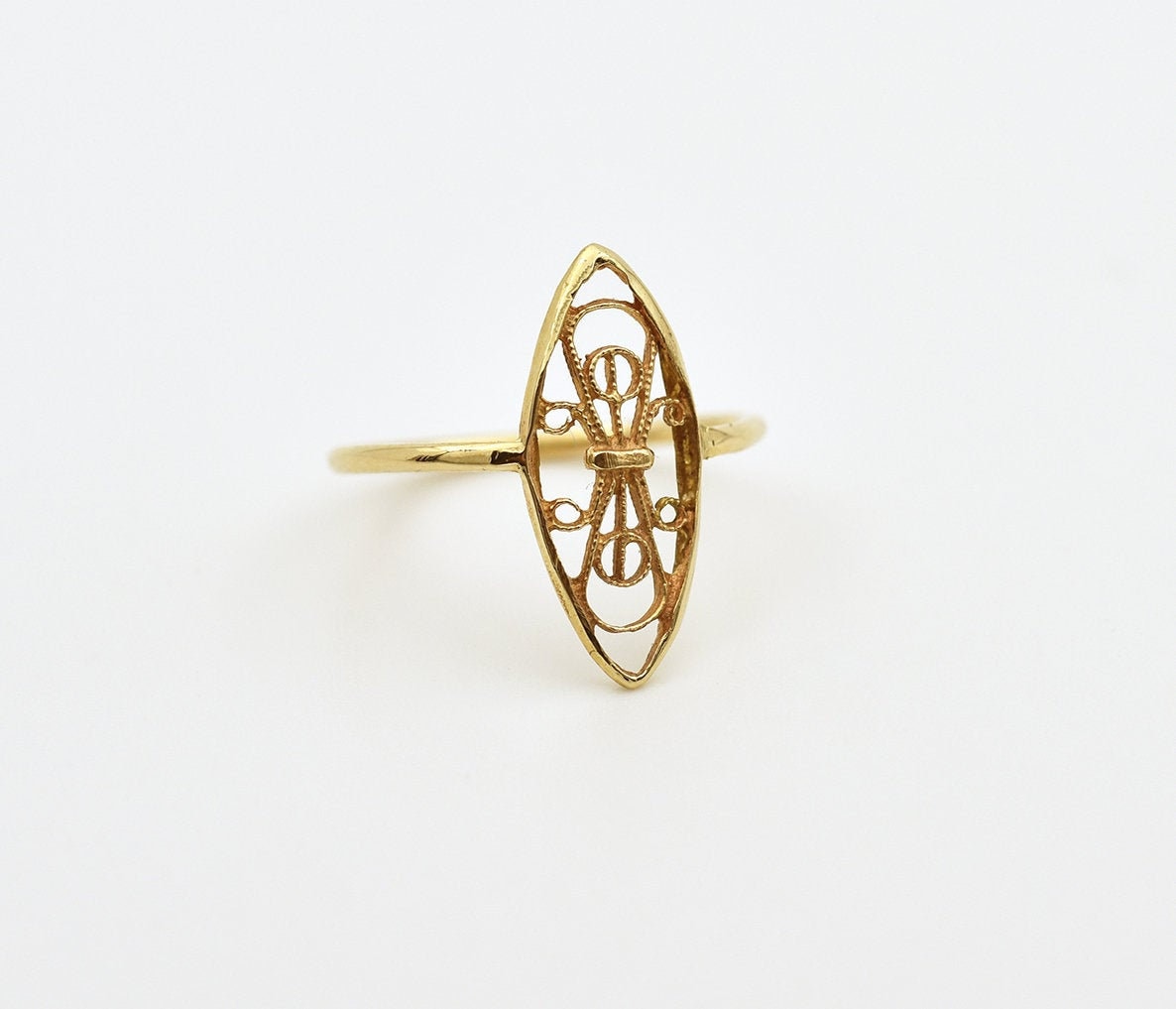 14k GOLD Ring, Filigree Engagement Ring, 14k Gold Rings, Unique Women's ...