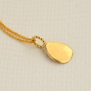 14k Solid Gold Drop Pendant, Brushed & Shiny, Handmade Necklace - Etsy
