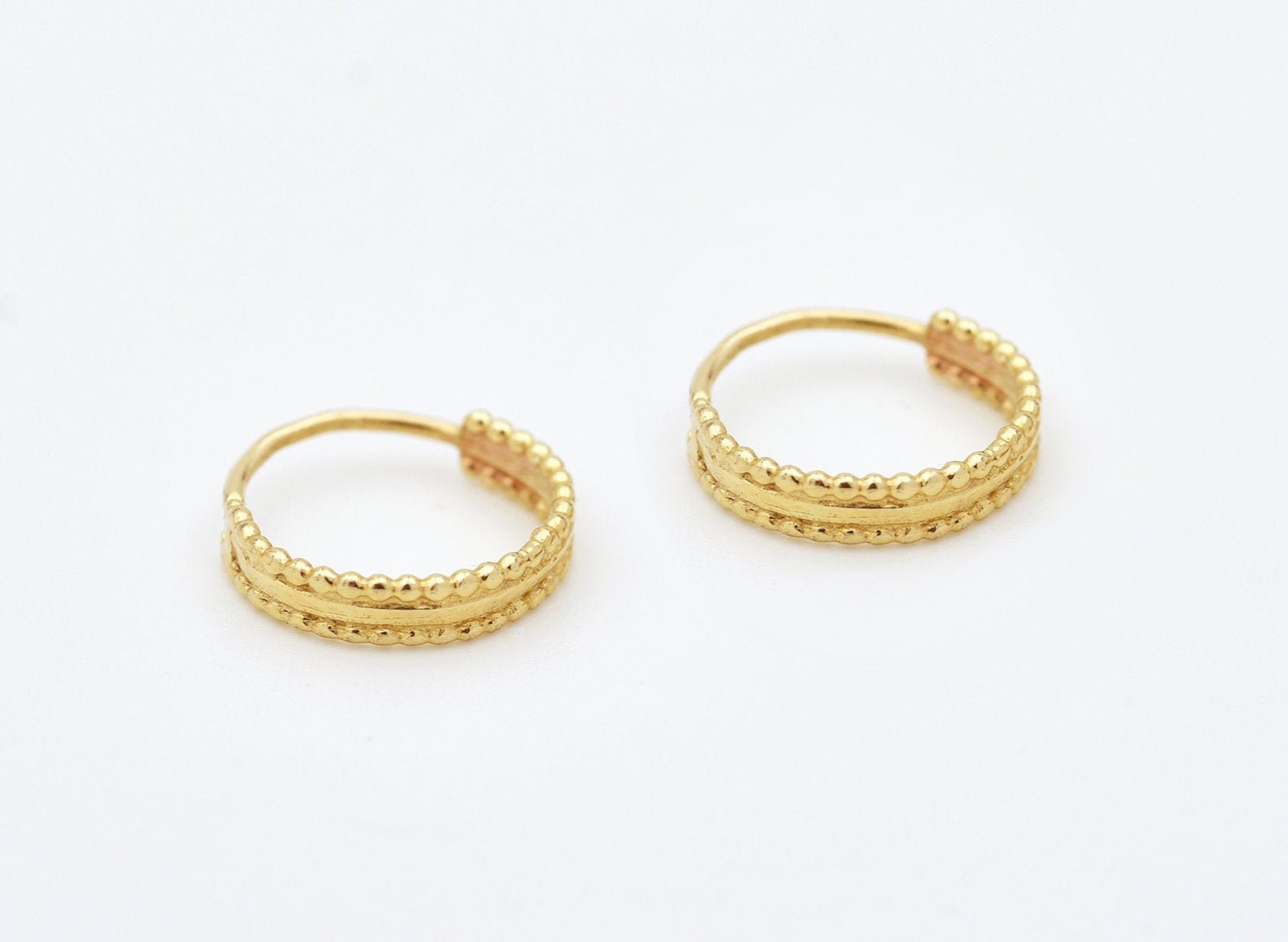 14k Gold Hoops, REAL GOLD Small Hoops, Hoop Earrings, Indian Hoops ...