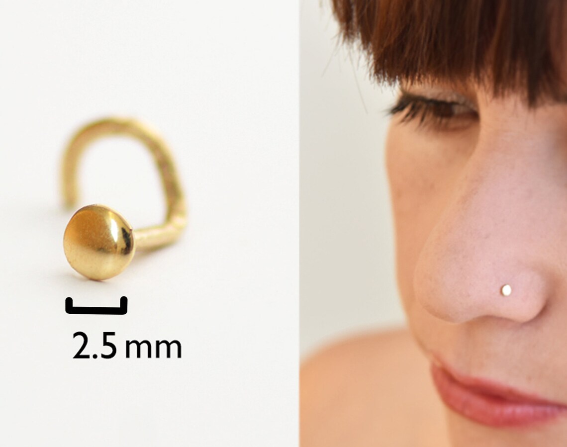 14k Gold Nose Stud Teeny Tiny Flat Nose Stud Dot Nose | Etsy