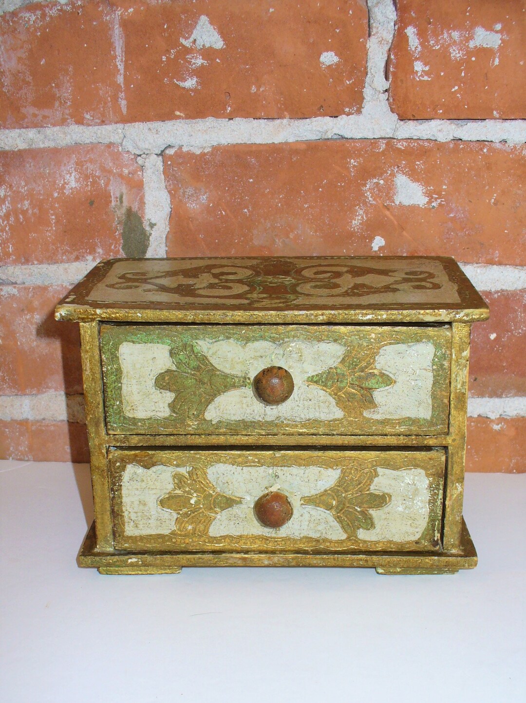 Made in Italy Gesso Gold Leaf Wood Box W/ Drawers - Etsy