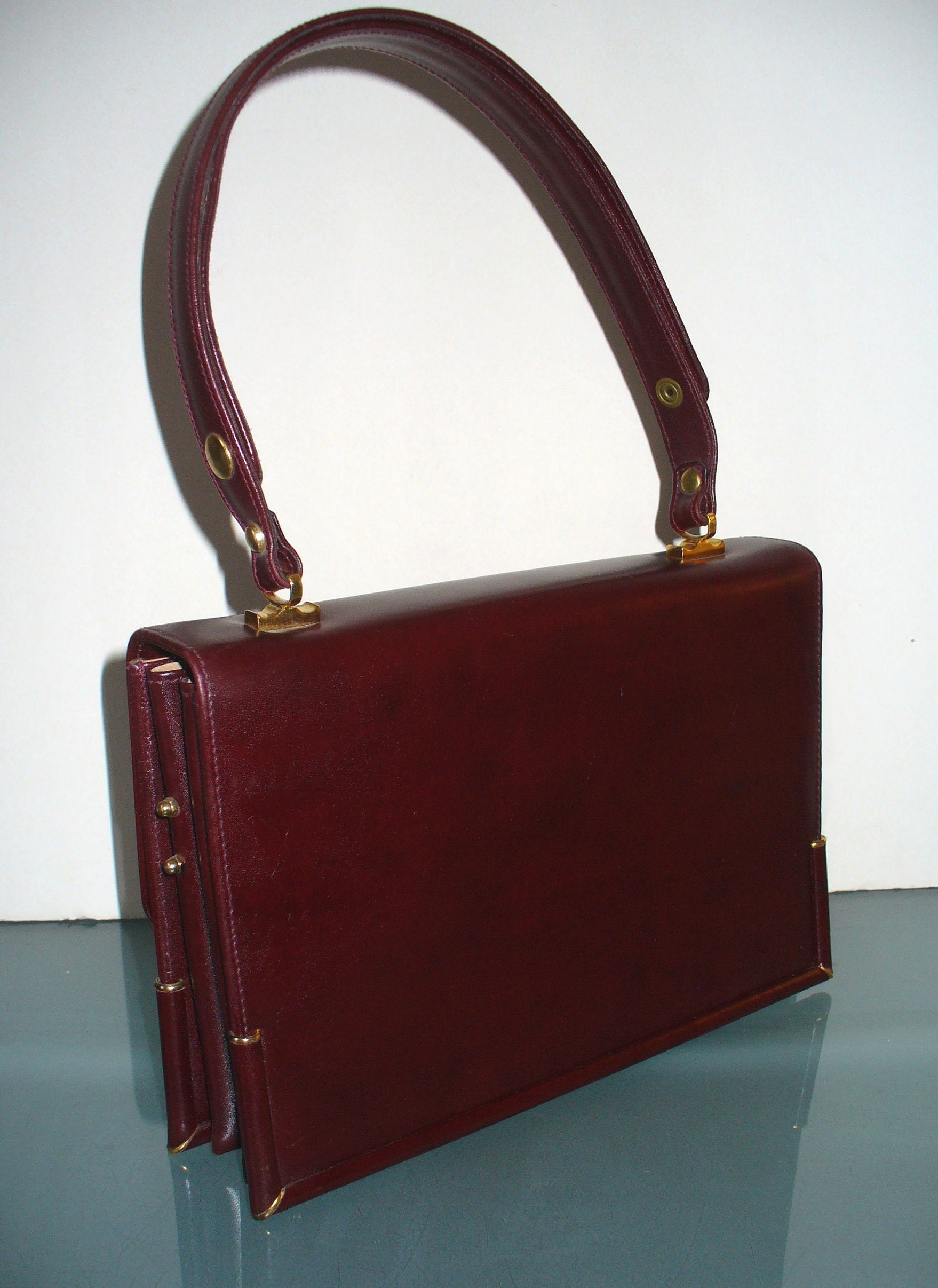 Vintage Michelangelo Florence Oxblood Kelly Bag Made in Italy